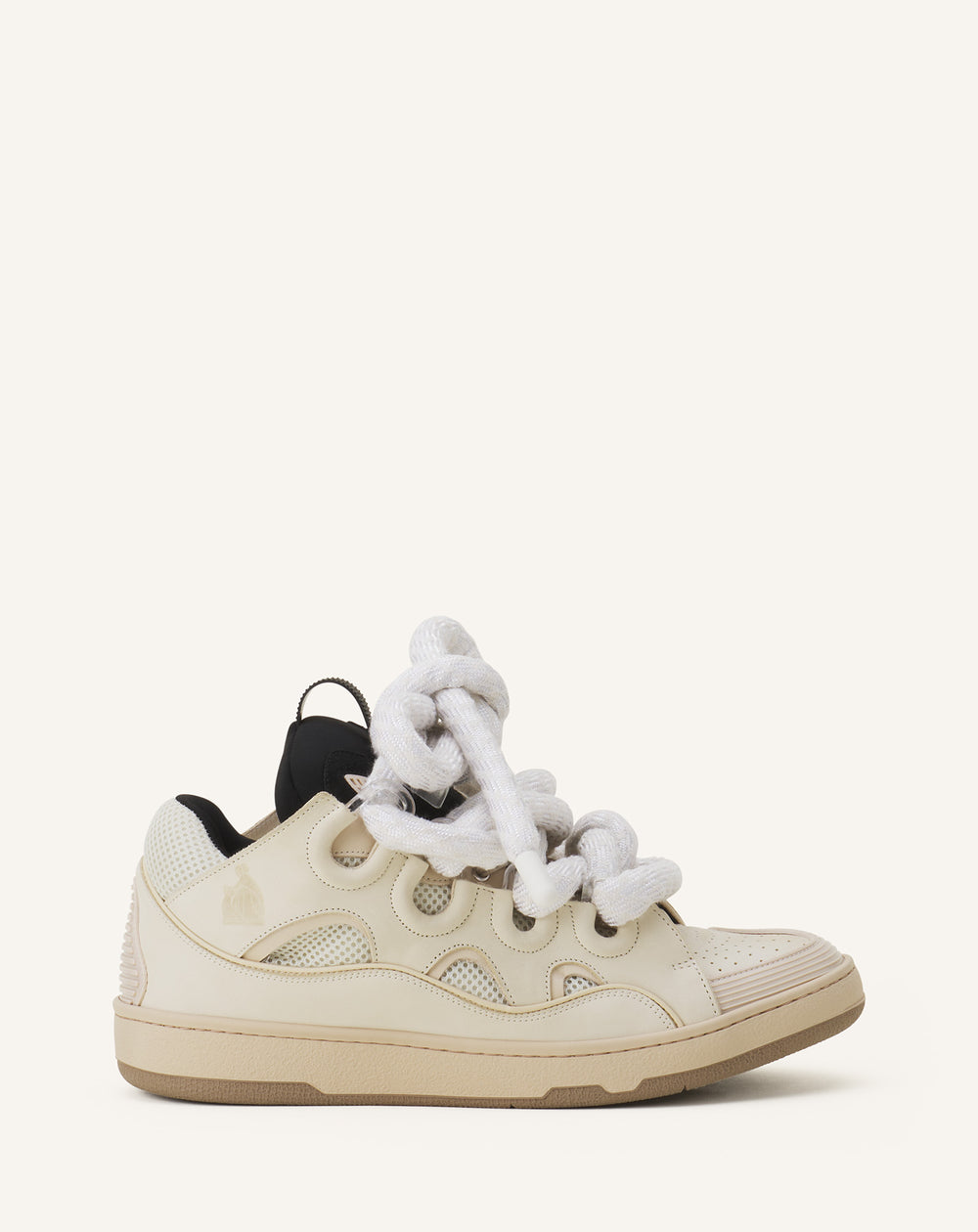 Beige Curb Sneakers In Leather With Snake Laces | Lanvin