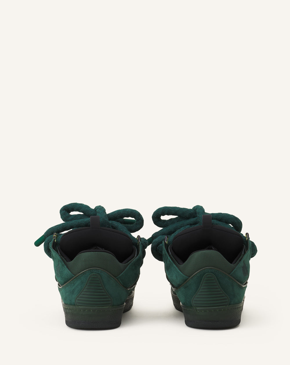 Green Curb Sneakers In Leather With Snake Laces | Lanvin