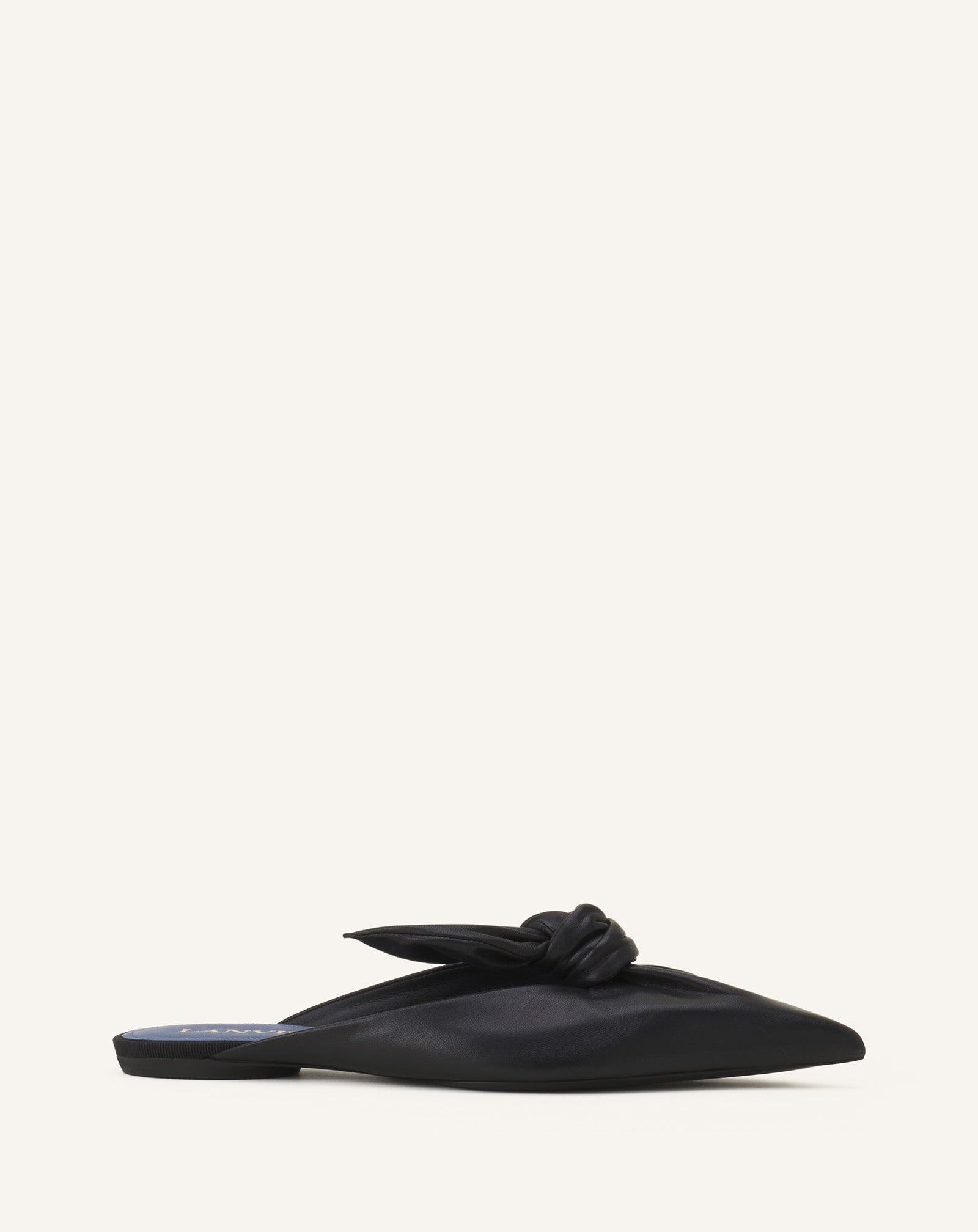 Black Midnight Step Leather Bow Mule | Lanvin
